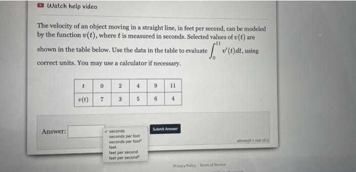 Solved The velocity of an object moving in a straight line, | Chegg.com