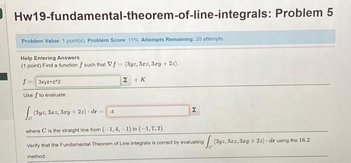 Solved Hw19-fundamental-theorem-of-line-integrals: Problem 5 | Chegg.com