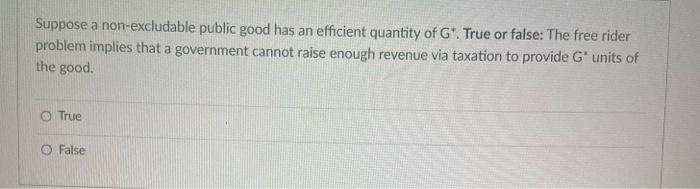 Solved Suppose a non-excludable public good has an efficient | Chegg.com