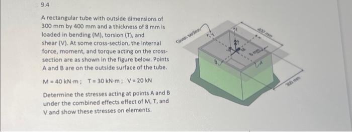Solved 9.4 A rectangular tube with outside dimensions of 300 | Chegg.com