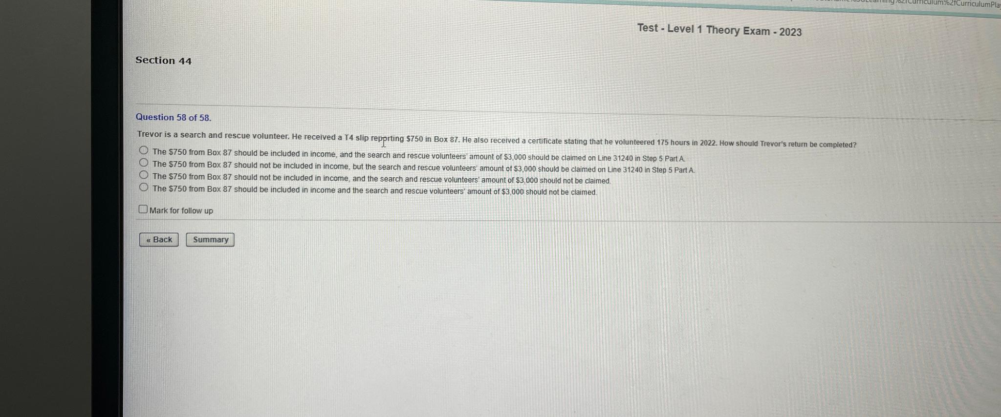 Solved Test - ﻿Level 1 ﻿Theory Exam - 2023Section 44Question | Chegg.com