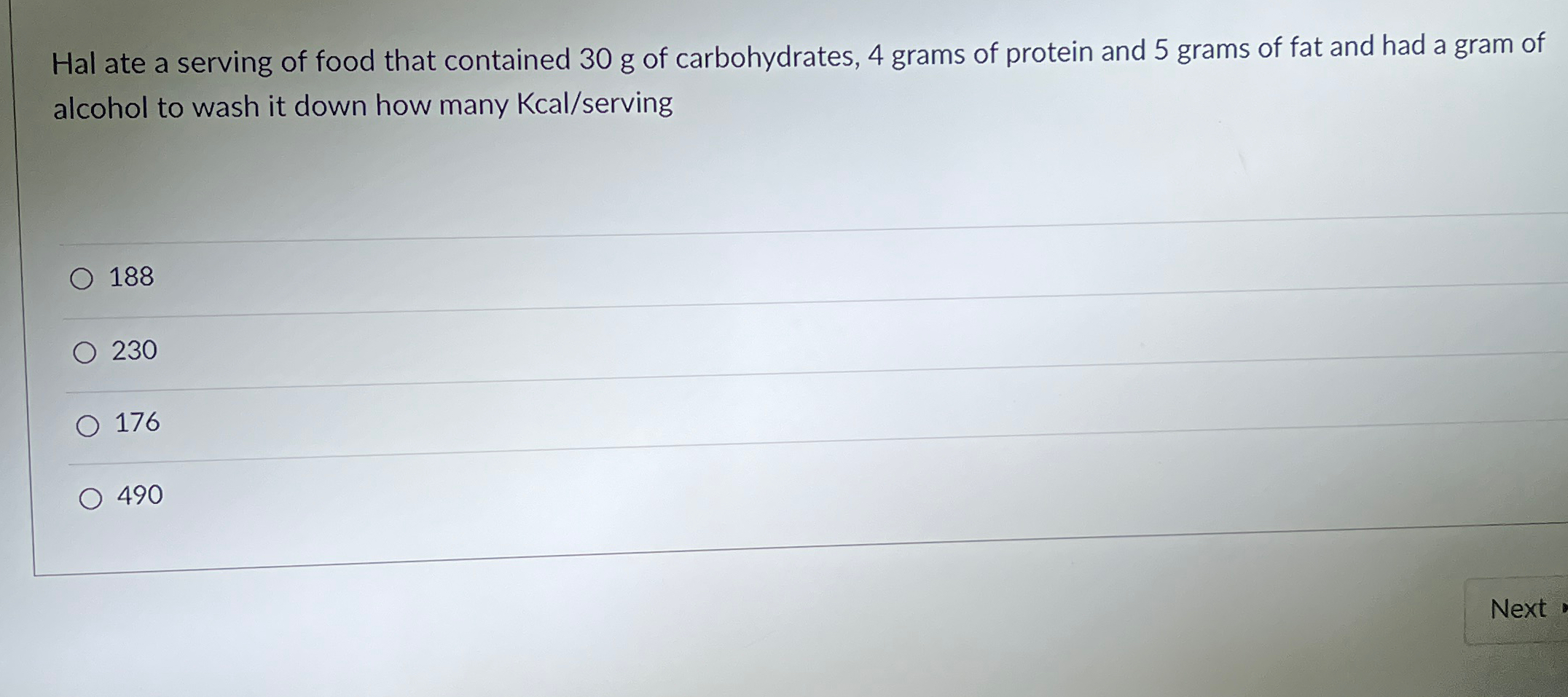 Solved Hal ate a serving of food that contained 30g ﻿of | Chegg.com