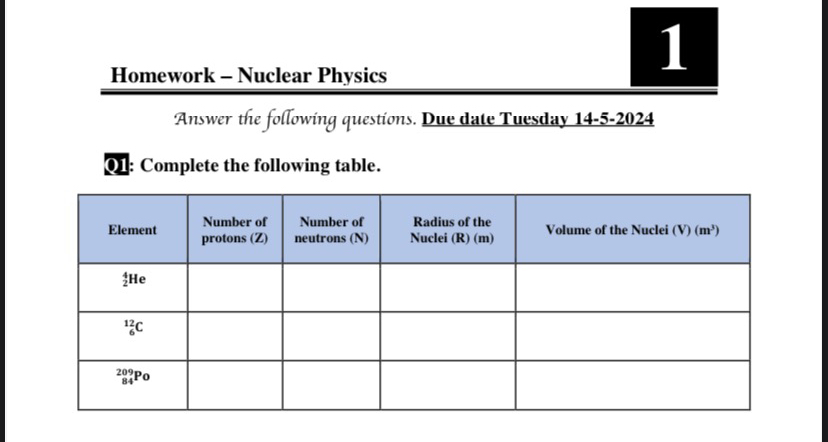 Solved Homework - ﻿Nuclear PhysicsAnswer the following | Chegg.com