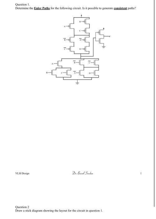 Solved Question 1 Determine the Euler Paths for the | Chegg.com