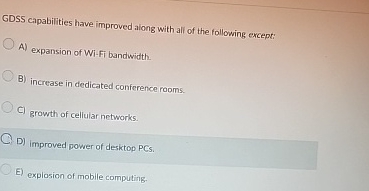 Solved GDSS capabilities have improved aiong with all of the | Chegg.com