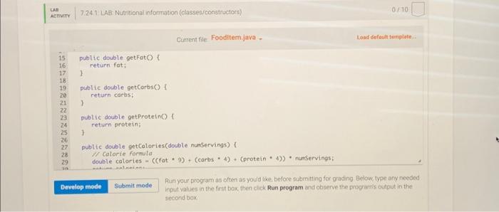 Solved 7.24 LAB: Nutritional information | Chegg.com