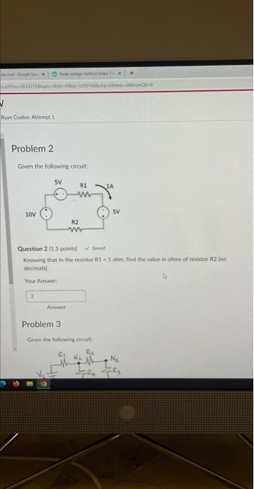 Solved Glven the following circuit Question 1 (1 point). → | Chegg.com