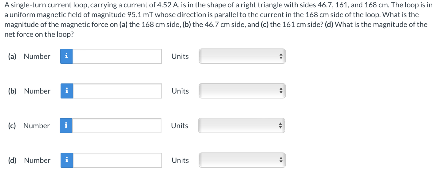 Solved A single-turn current loop, carrying a current | Chegg.com