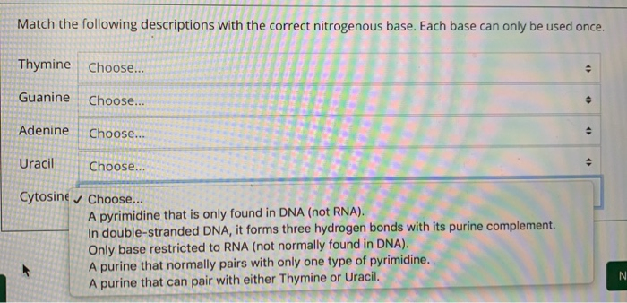 Solved Match the following descriptions with the correct | Chegg.com