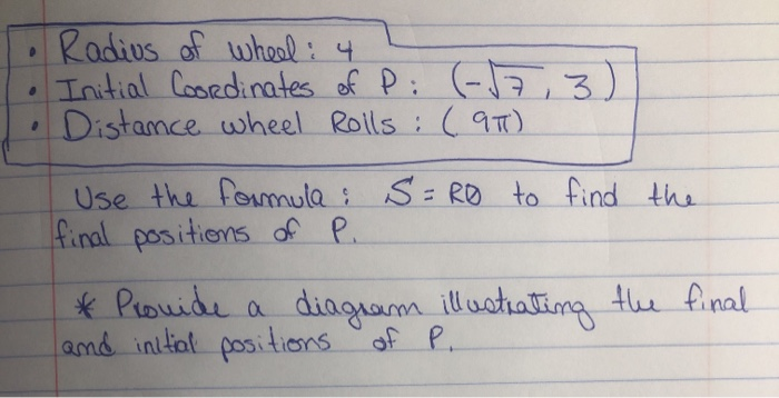 Solved use the formula s=r(theta) to find the final position | Chegg.com