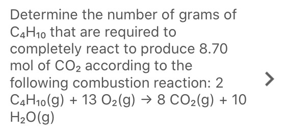 Solved Determine the number of grams of C4H10 that are | Chegg.com