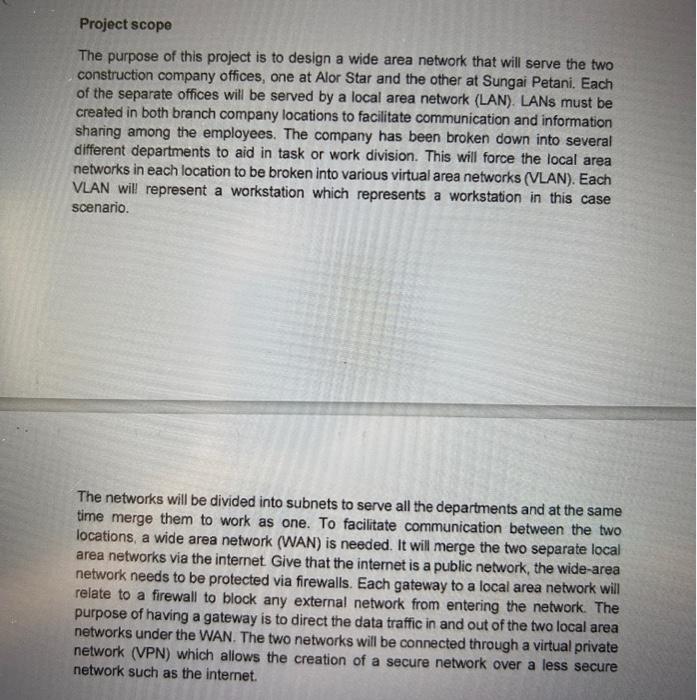 Solved Project scope The purpose of this project is to | Chegg.com