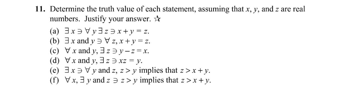 Solved Determine the truth value of each statement, assuming | Chegg.com