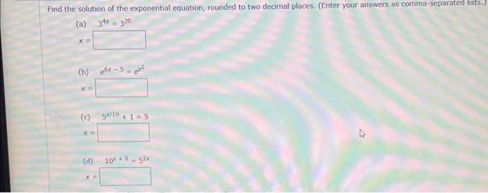 Solved Find the solution of the exponential equation, | Chegg.com