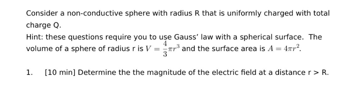 Solved Consider a non-conductive sphere with radius R that | Chegg.com