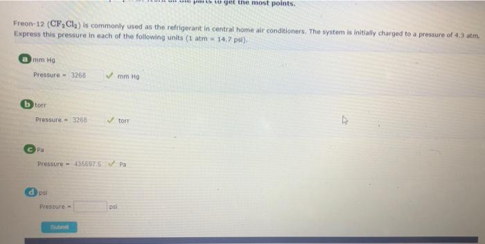 Solved un the parts to get the most points. Freon-12 (CF₂ | Chegg.com
