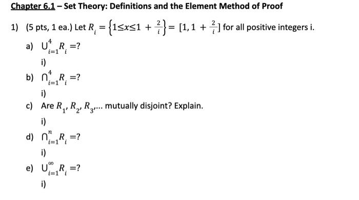Solved Chapter 6.1 - Set Theory: Definitions and the Element | Chegg.com