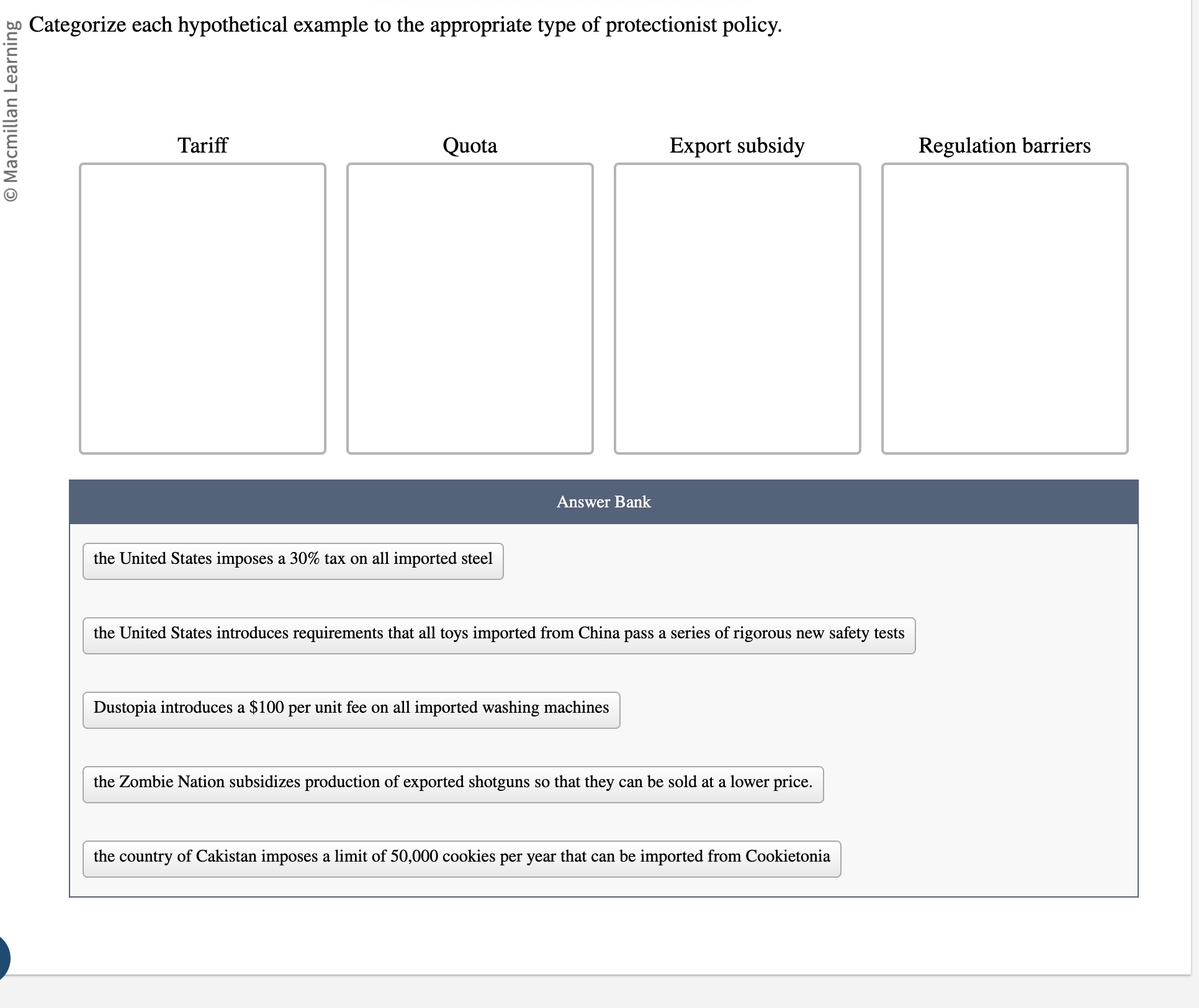 Solved Categorize each hypothetical example to the | Chegg.com