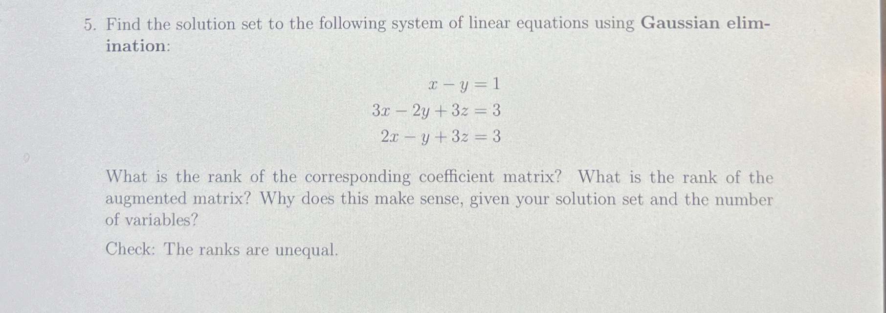 Solved Find the solution set to the following system of | Chegg.com