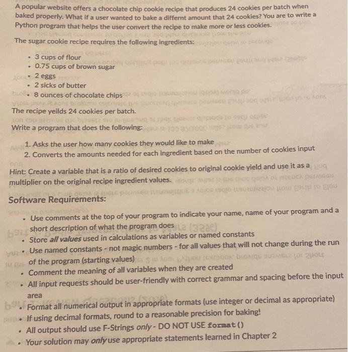 Solved A popular website offers a chocolate chip cookie | Chegg.com