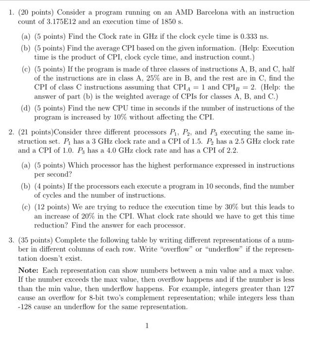 Solved 1. (20 points) Consider a program running on an AMD | Chegg.com