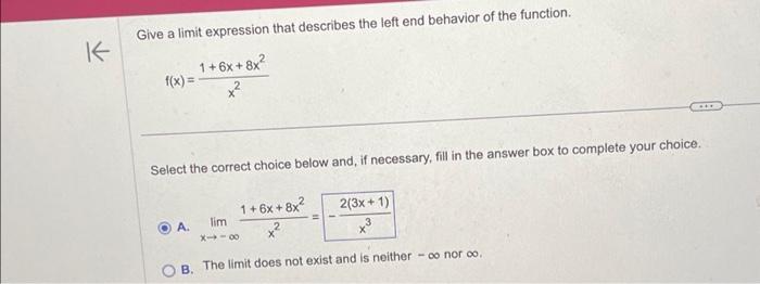 Solved K Give a limit expression that describes the left end | Chegg.com