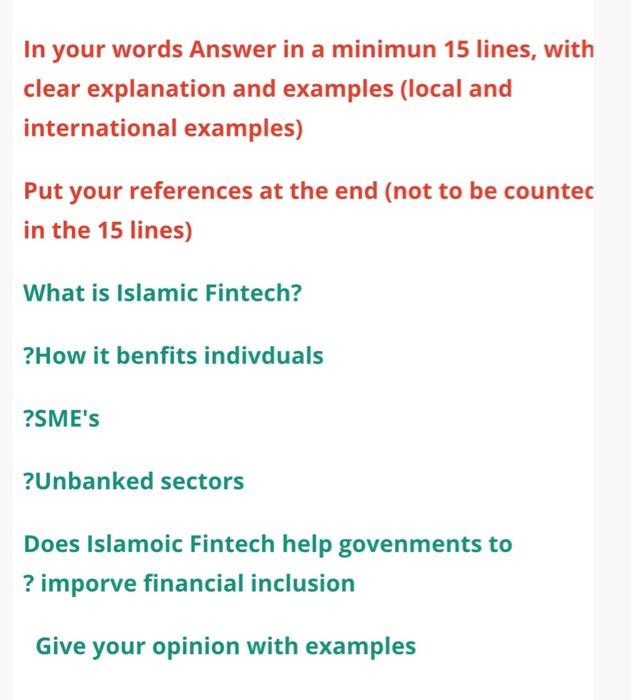 In your words Answer in a minimun 15 lines, with | Chegg.com