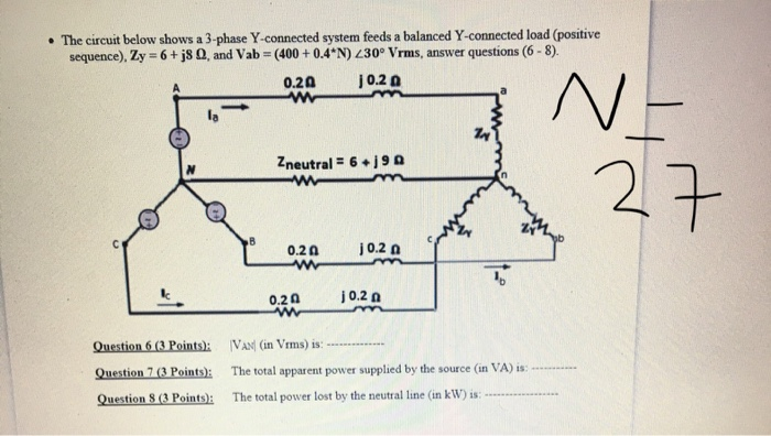 Solved • The circuit below shows a 3-phase Y-connected | Chegg.com