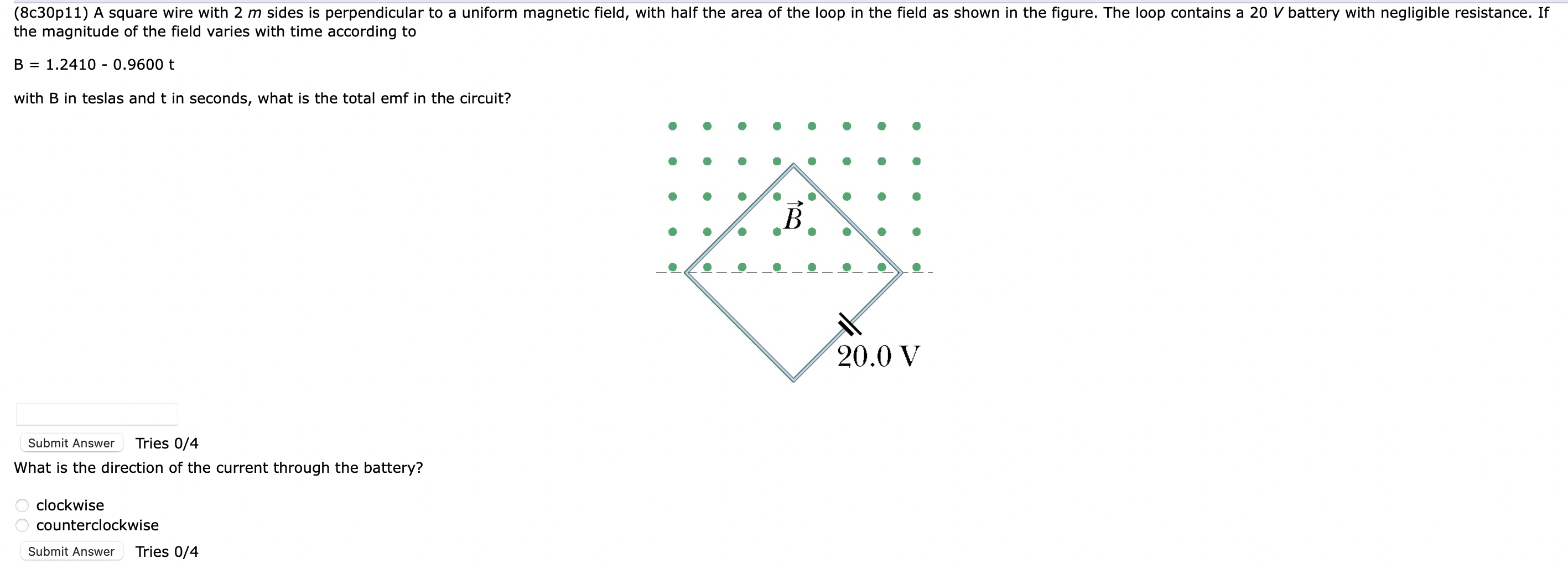 Solved (8c30p11) ﻿A square wire with 2m ﻿sides is | Chegg.com
