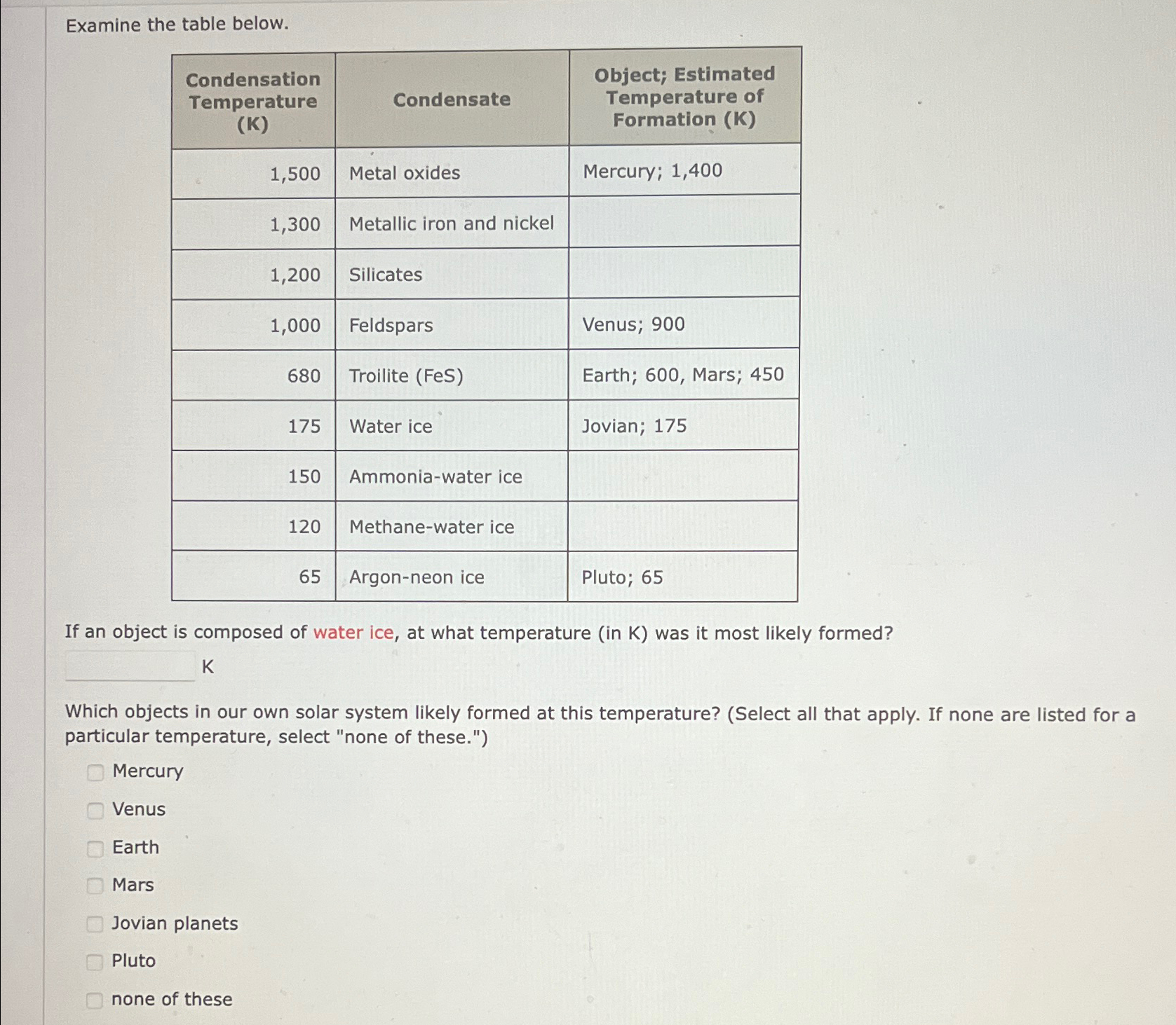 Solved Examine the table | Chegg.com