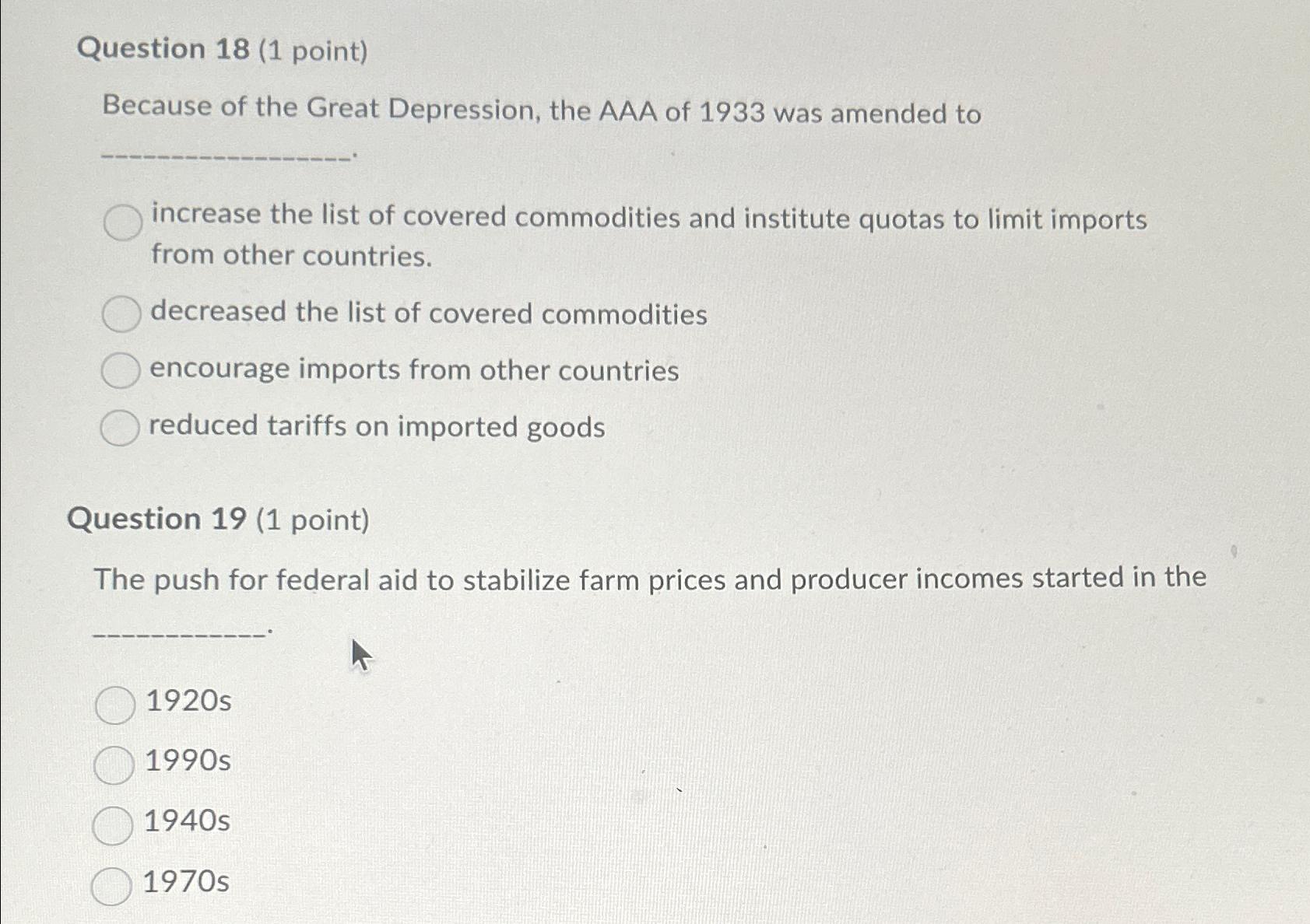 Solved Question 18 (1 ﻿point)Because of the Great | Chegg.com