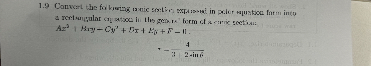 Solved 1.9 ﻿Convert the following conic section expressed in | Chegg.com