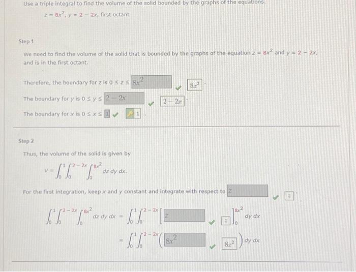 Solved Use a triple integral to find the volume of the solid | Chegg.com
