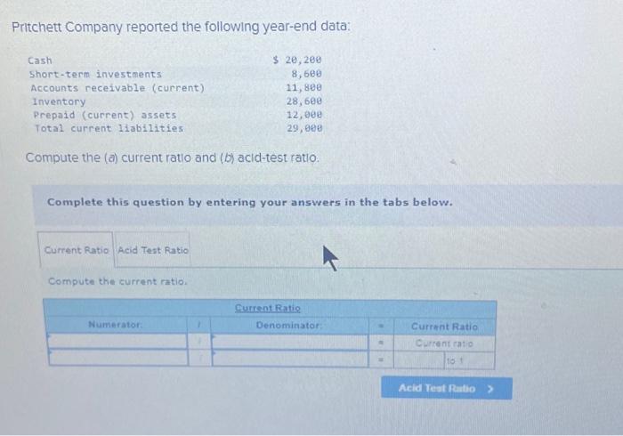Solved Pritchett Company reported the following year-end | Chegg.com