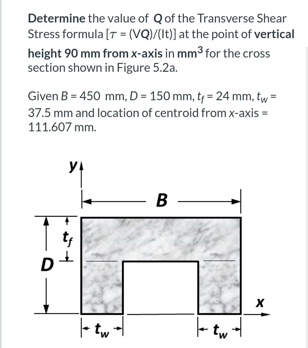 Solved Determine the value of Q of the Transverse Shear | Chegg.com