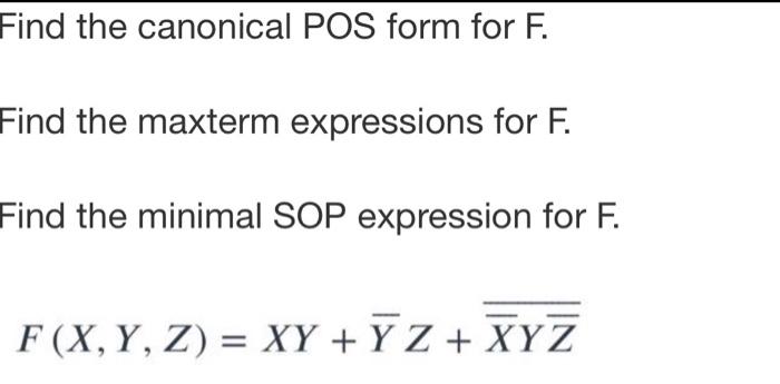 Solved Find the canonical POS form for F. Find the maxterm | Chegg.com