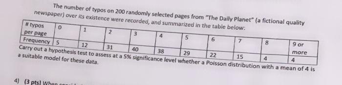 Solved The number of typos on 200 randomly selected pages | Chegg.com