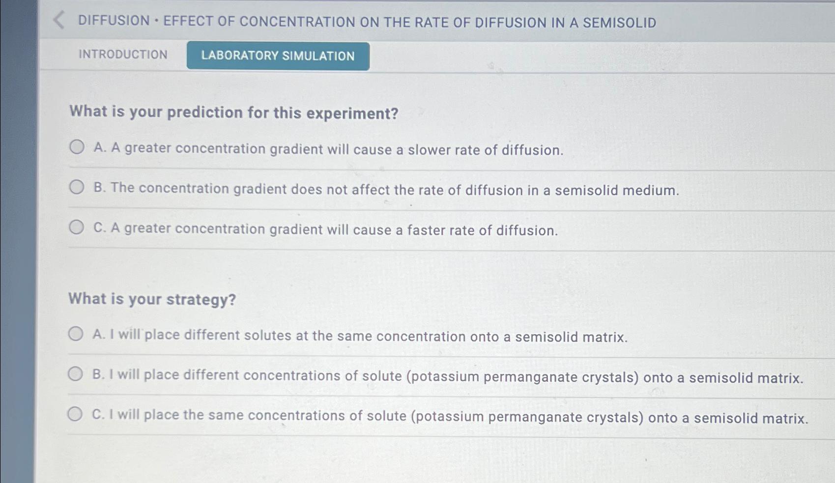 Solved DIFFUSION * ﻿EFFECT OF CONCENTRATION ON THE RATE OF | Chegg.com
