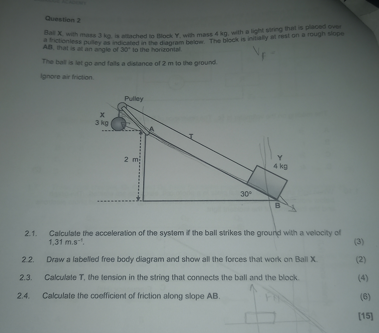 Solved Question 2Ball x, ﻿with mass 3kg, ﻿is attached to | Chegg.com