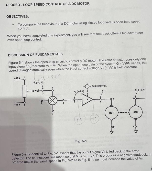 Closed Loop Speed Control Of A Dc Motor Objectives