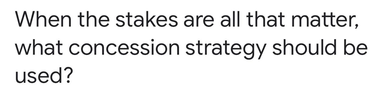 Solved When the stakes are all that matter, what concession | Chegg.com