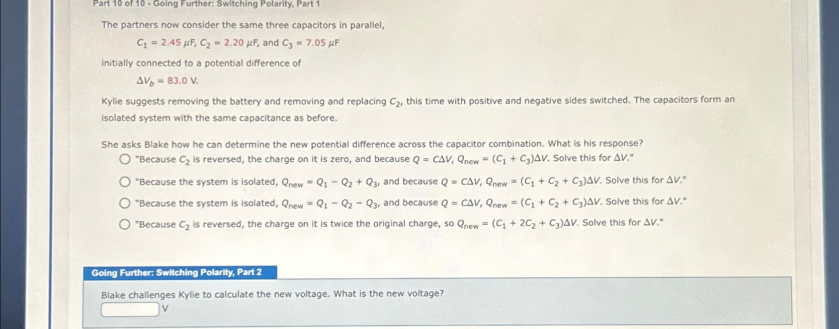 Solved Part 10 ﻿of 10 - ﻿Going Further: Switching Polarity, | Chegg.com