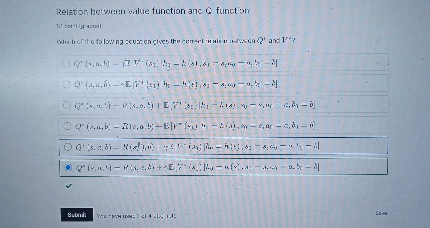 Solved Relation between value function and Q-function11 | Chegg.com
