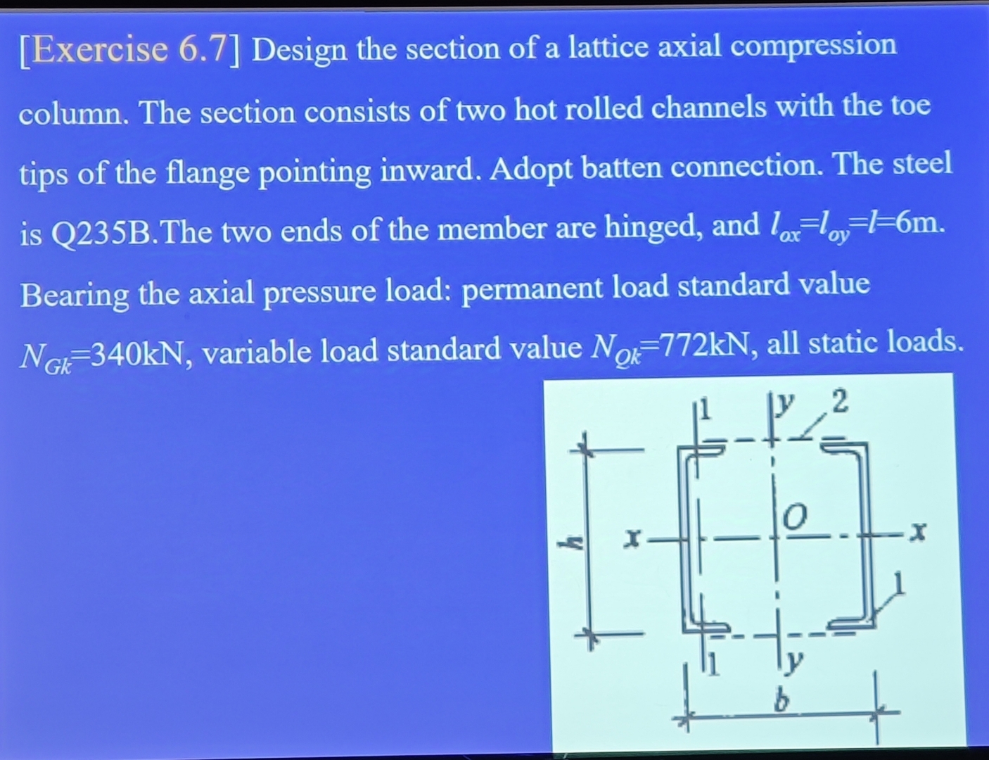 Solved [Exercise 6.7] ﻿Design the section of a lattice axial | Chegg.com