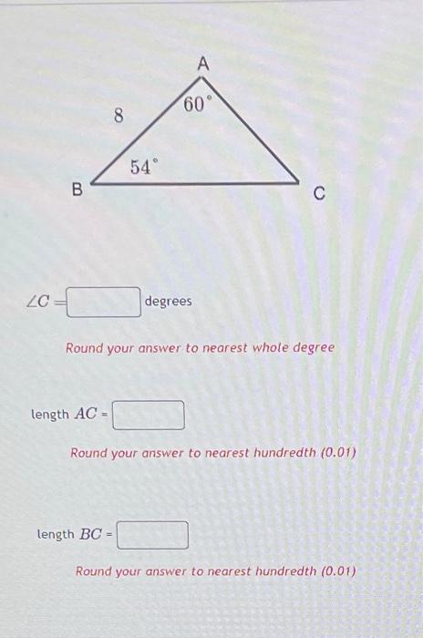 Solved Round your answer to nearest whole degree AC= Round | Chegg.com