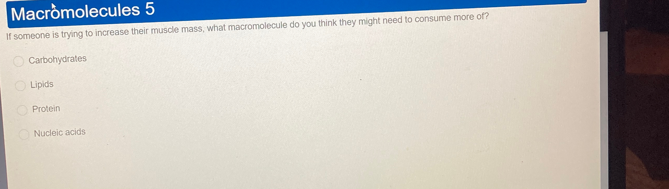 Solved Macrómolecules 5If someone is trying to increase | Chegg.com