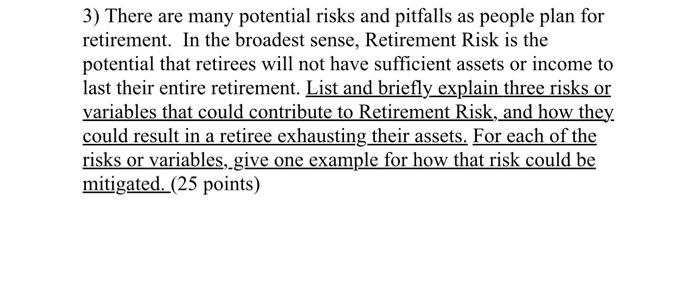 Solved 3) There are many potential risks and pitfalls as | Chegg.com