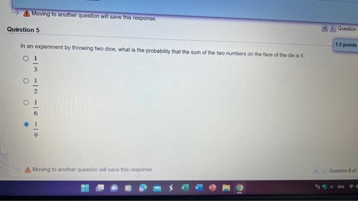 Solved In an experiment by throwing two dice, what is the | Chegg.com