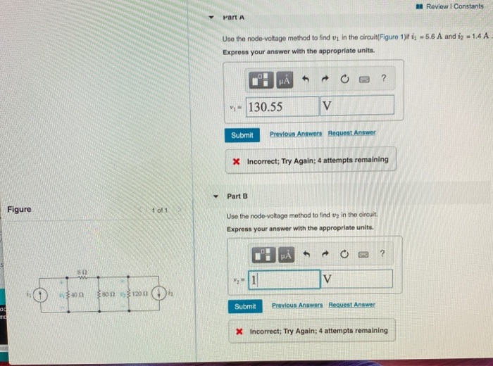 Solved a Review Constants Part A Use the node-voltage method | Chegg.com