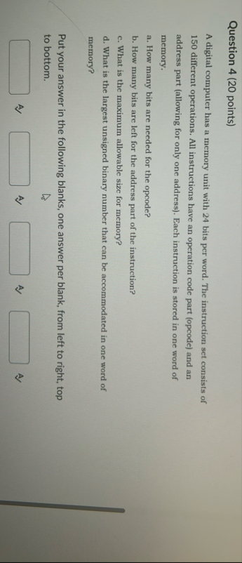 Solved Question 4 (20 ﻿points)A digital computer has a | Chegg.com